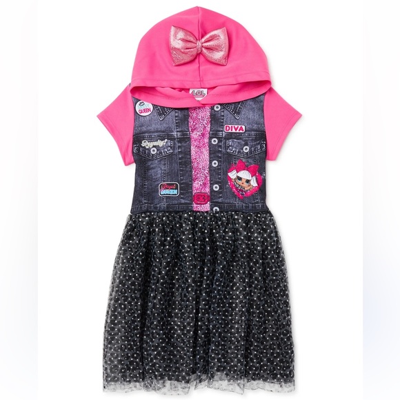 L.O.L. Surprise! | Dresses | Lol Surprise Pink And Black Hooded Dress ...